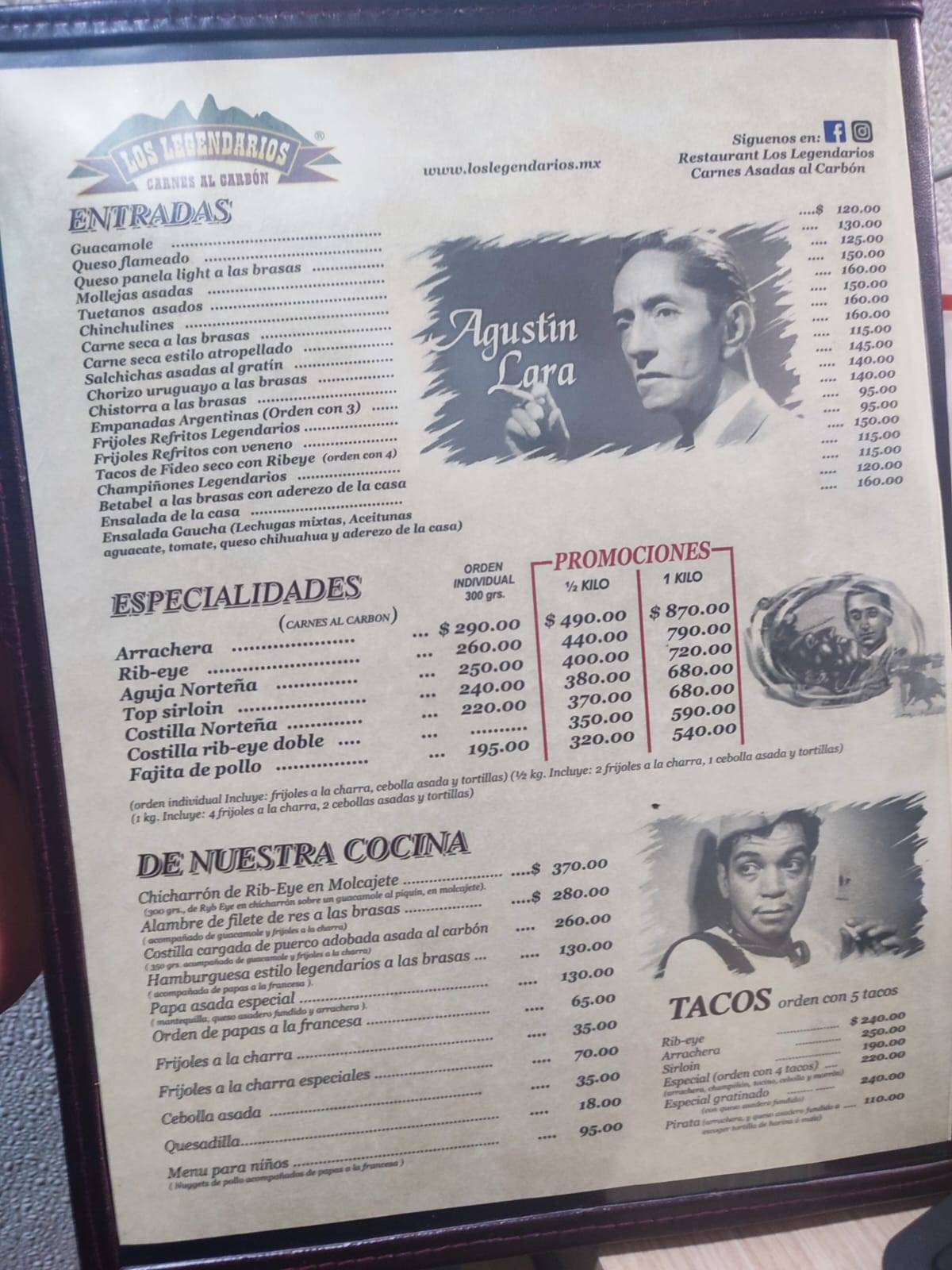 Carta del restaurante Los Legendarios Suc.Fleteros, Monterrey