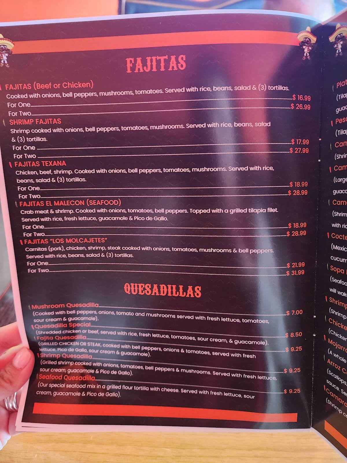 Menu at Los Molcajetes Mexican Restaurant Albany GA, Albany