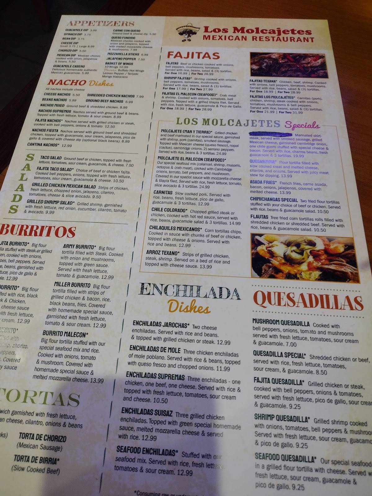 Menu at Los Molcajetes Mexican Restaurant Albany GA, Albany