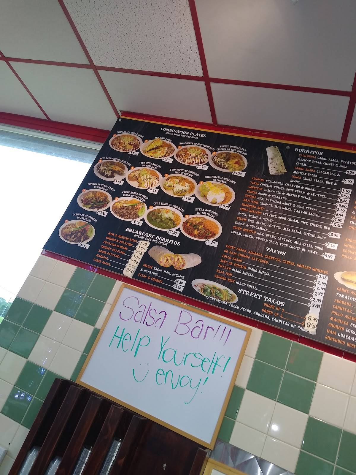 Menu at Los vaqueros mexican fast food, Cleburne