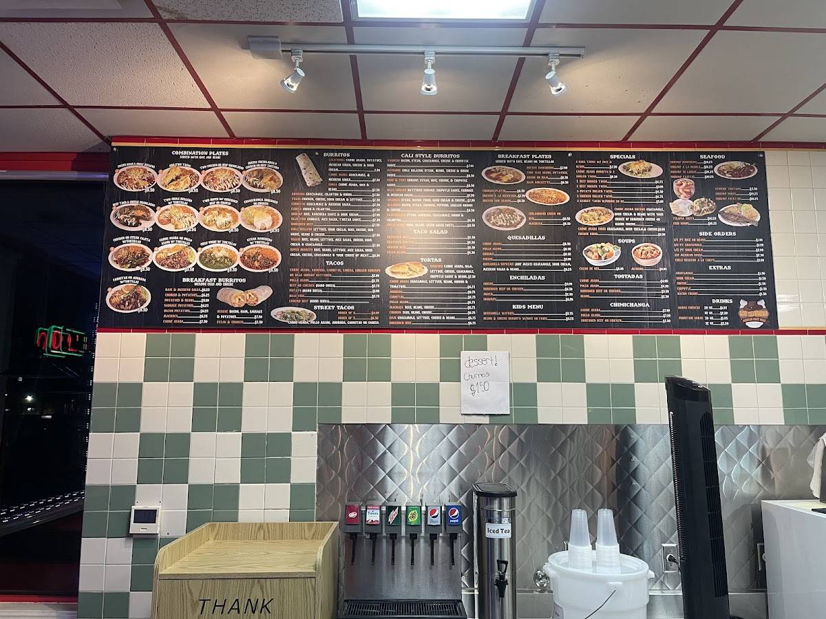 Menu at Los vaqueros mexican fast food, Cleburne