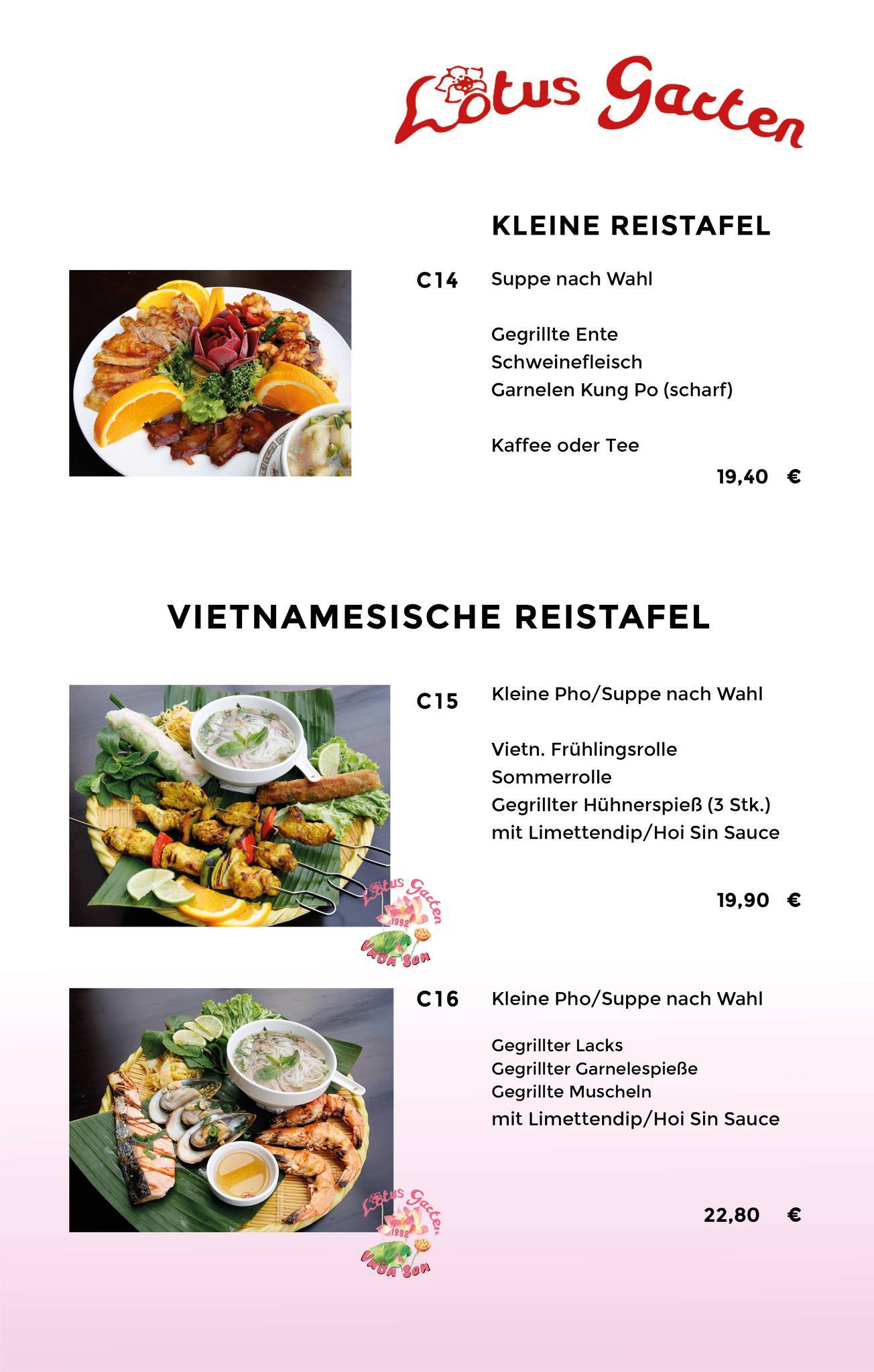 Speisekarte von Lotus Garten restaurant, Gevelsberg