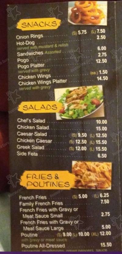 Menu at Louis' Pizzeria, Cornwall