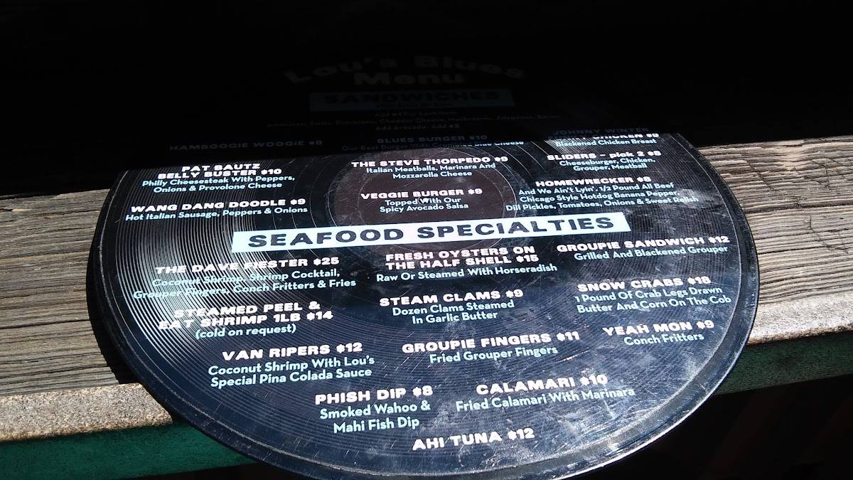Menu at Lou's Blues Bar & Grill, Melbourne, N Hwy A1A