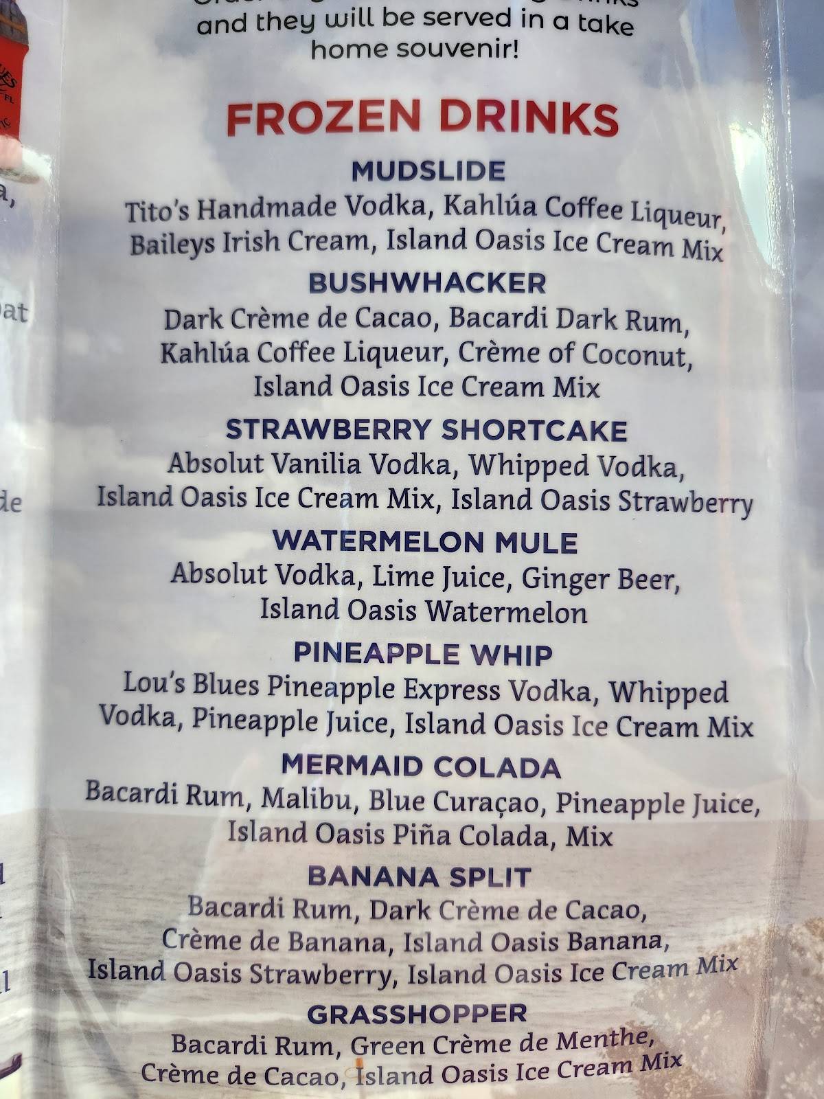 Menu at Lou's Blues Bar & Grill, Melbourne, N Hwy A1A