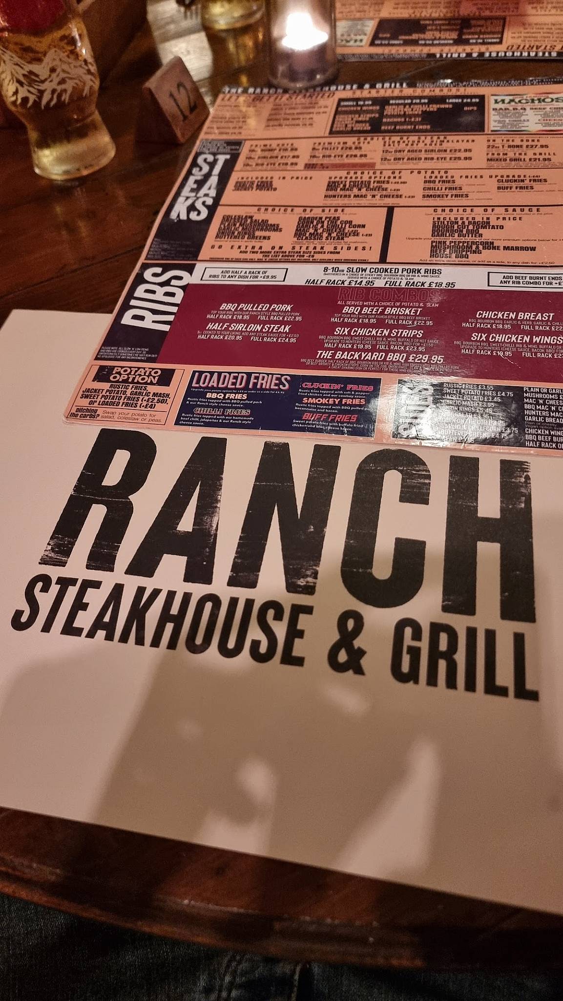 Menu at The Ranch Steakhouse & Grill, Louth