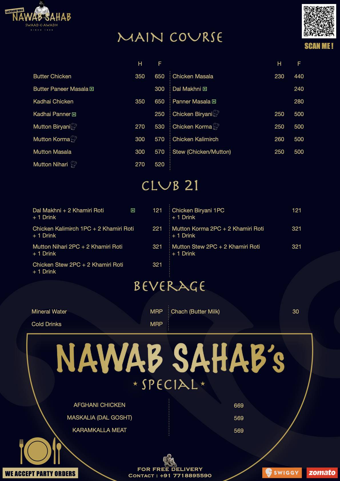 Menu at Lucknow Wale Nawab Sahab, Mumbai
