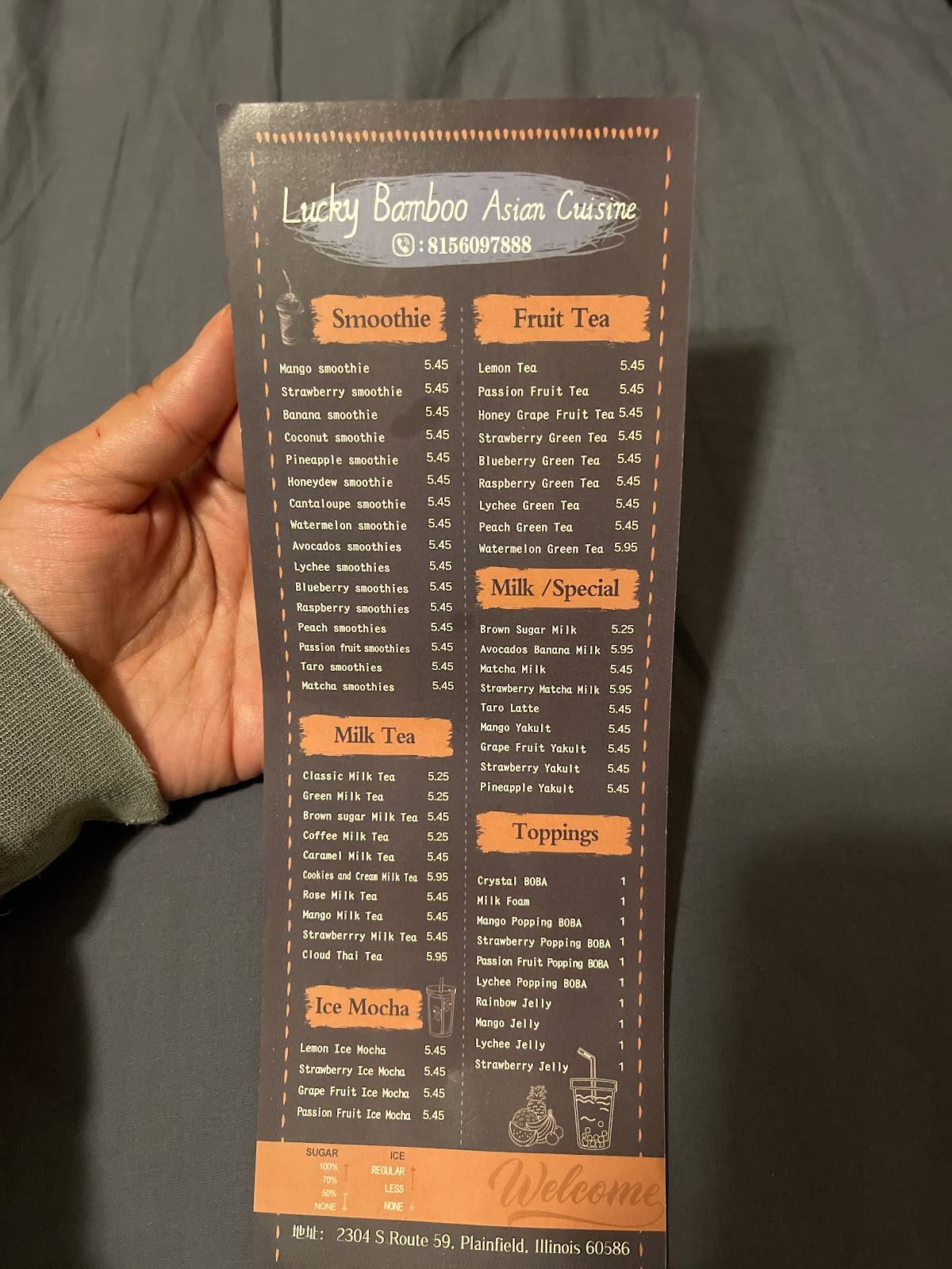 Menu at Lucky Bamboo Asian Cuisine restaurant, Plainfield