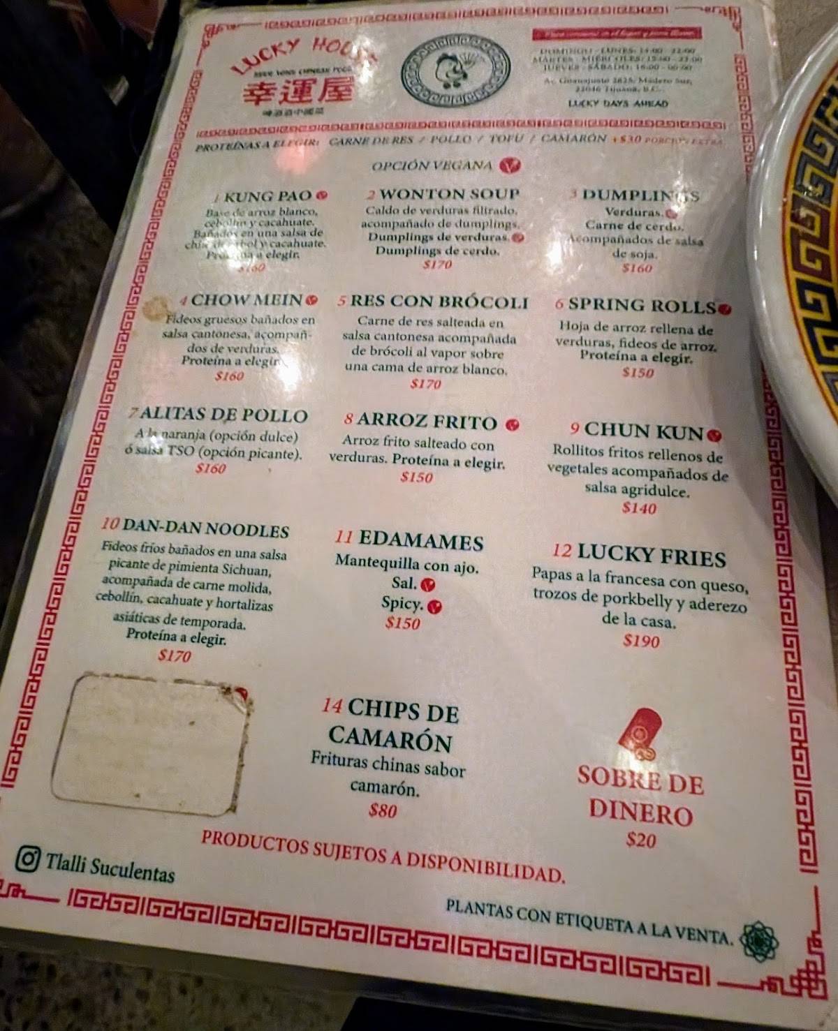 Menu at Lucky House Beer Garden pub & bar, Tijuana