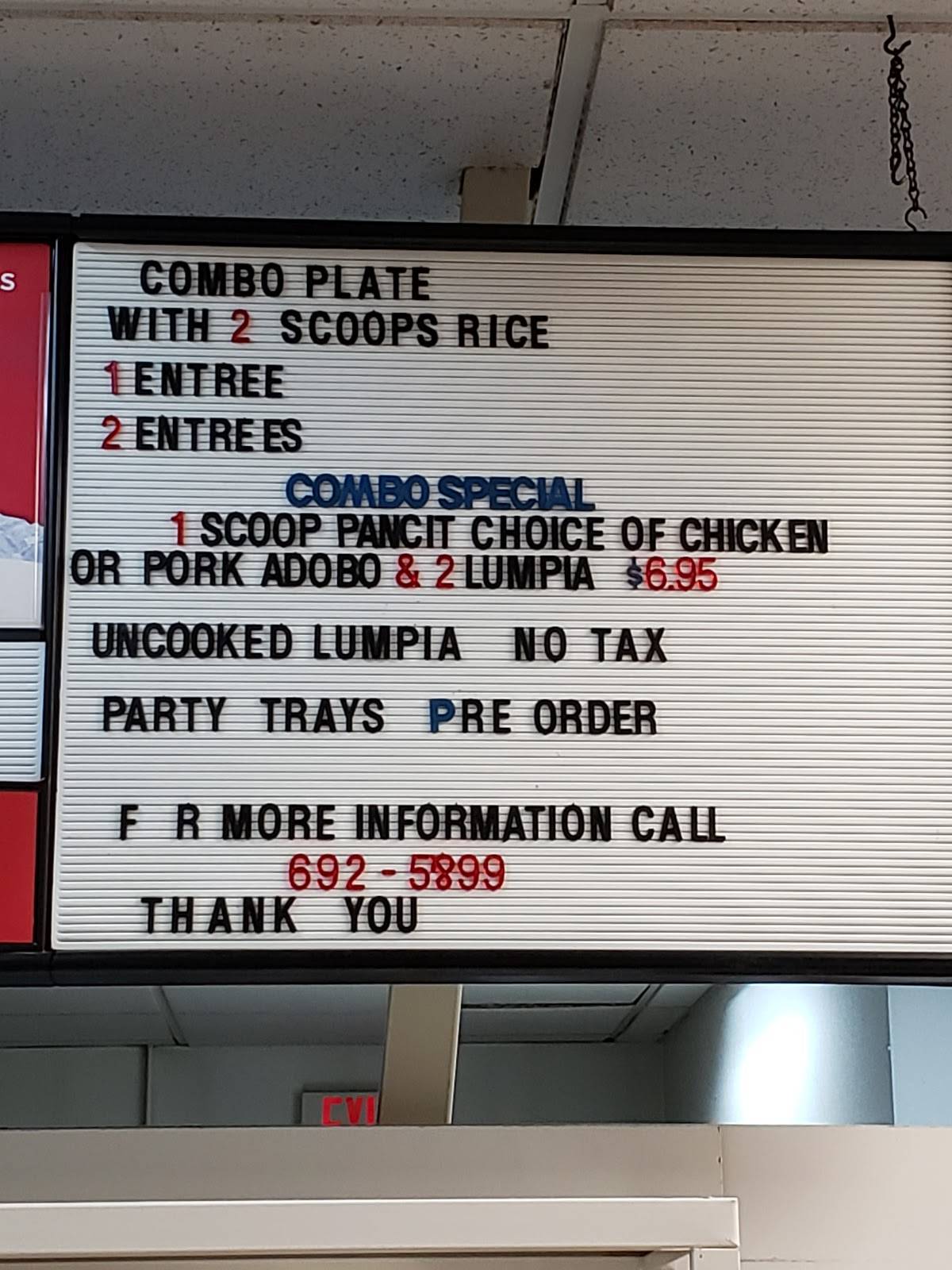 Menu at Lumpia Factory restaurant, Bremerton, 417 Park Ave