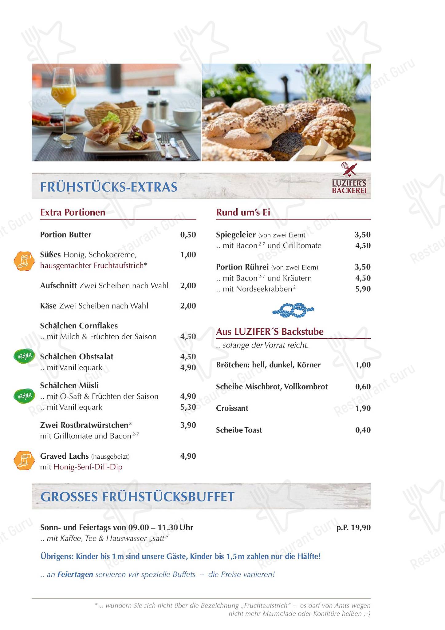 Speisekarte von Luzifer Westerland restaurant, Sylt
