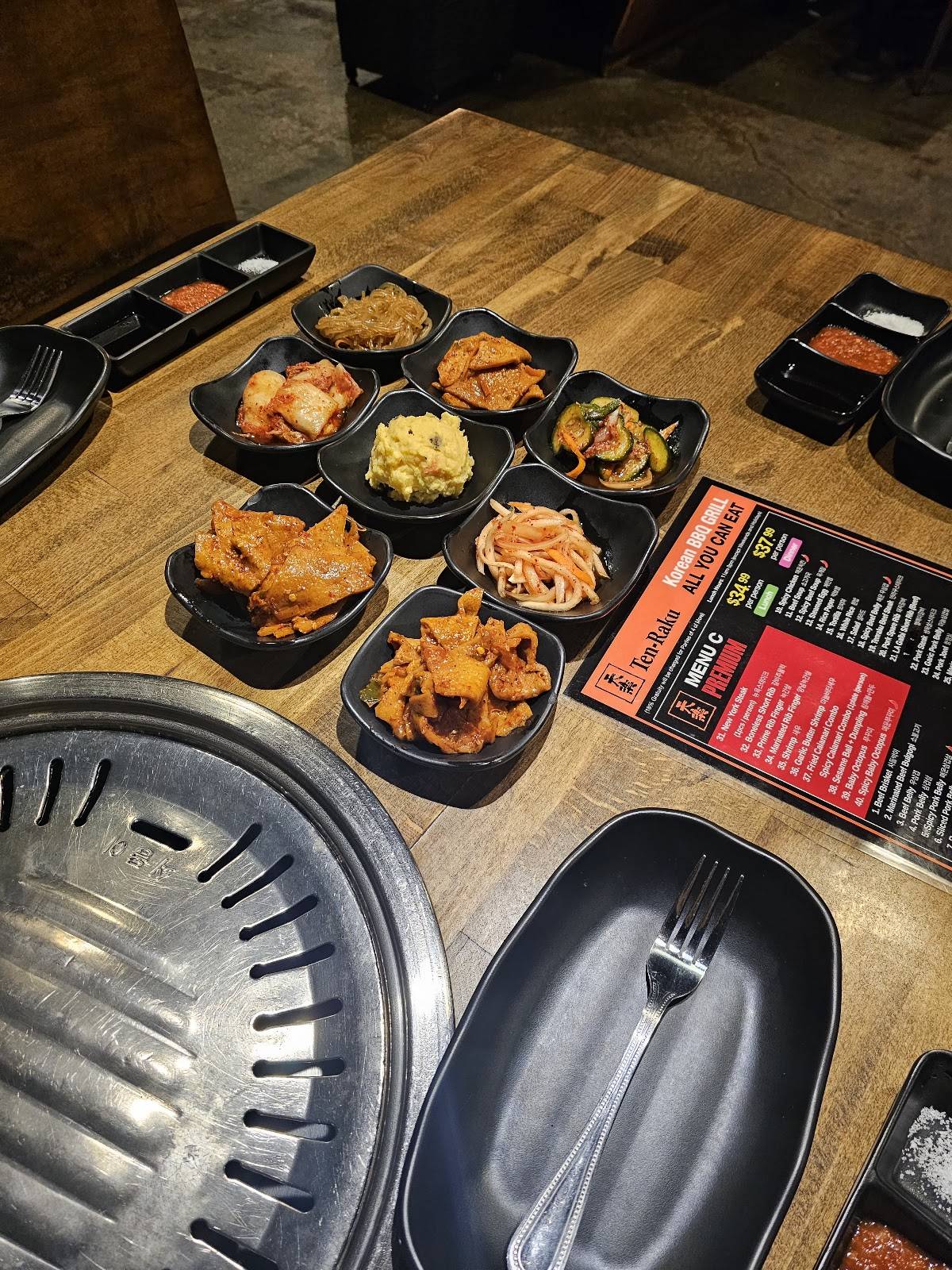 Carta de Ten-Raku All You Can Eat Korean BBQ, Lynwood