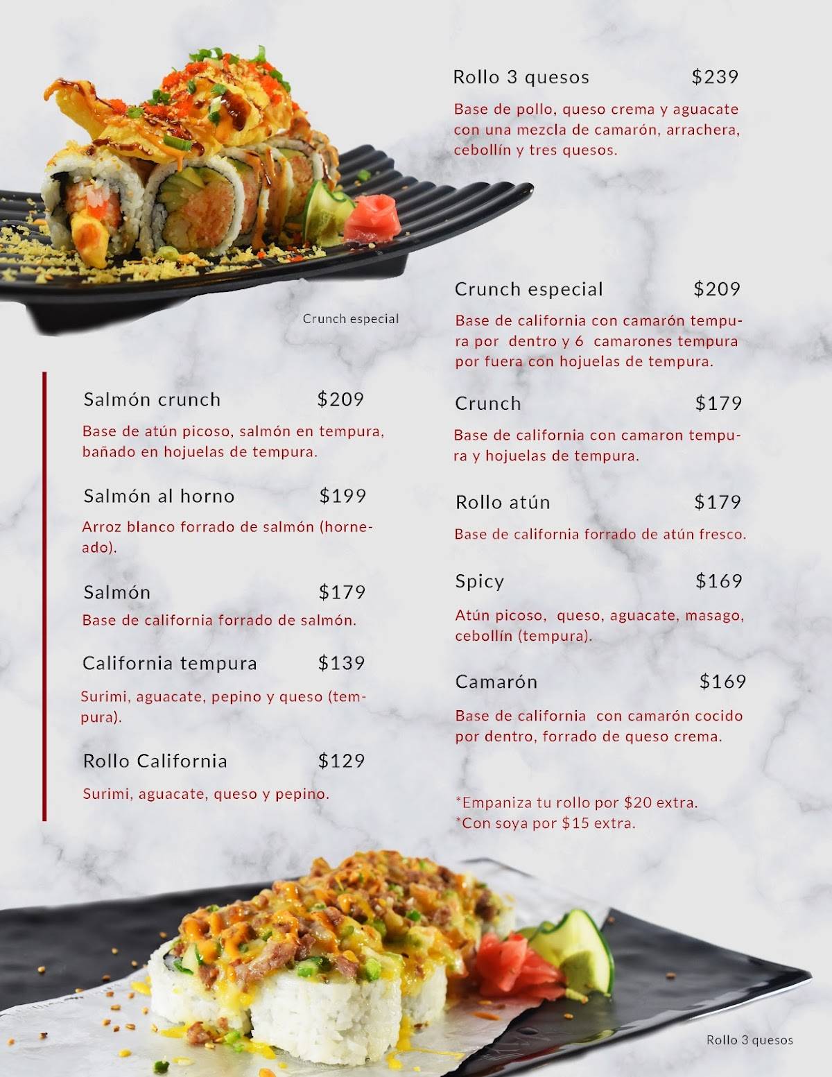 Menu at MAYDO restaurant, Mexicali