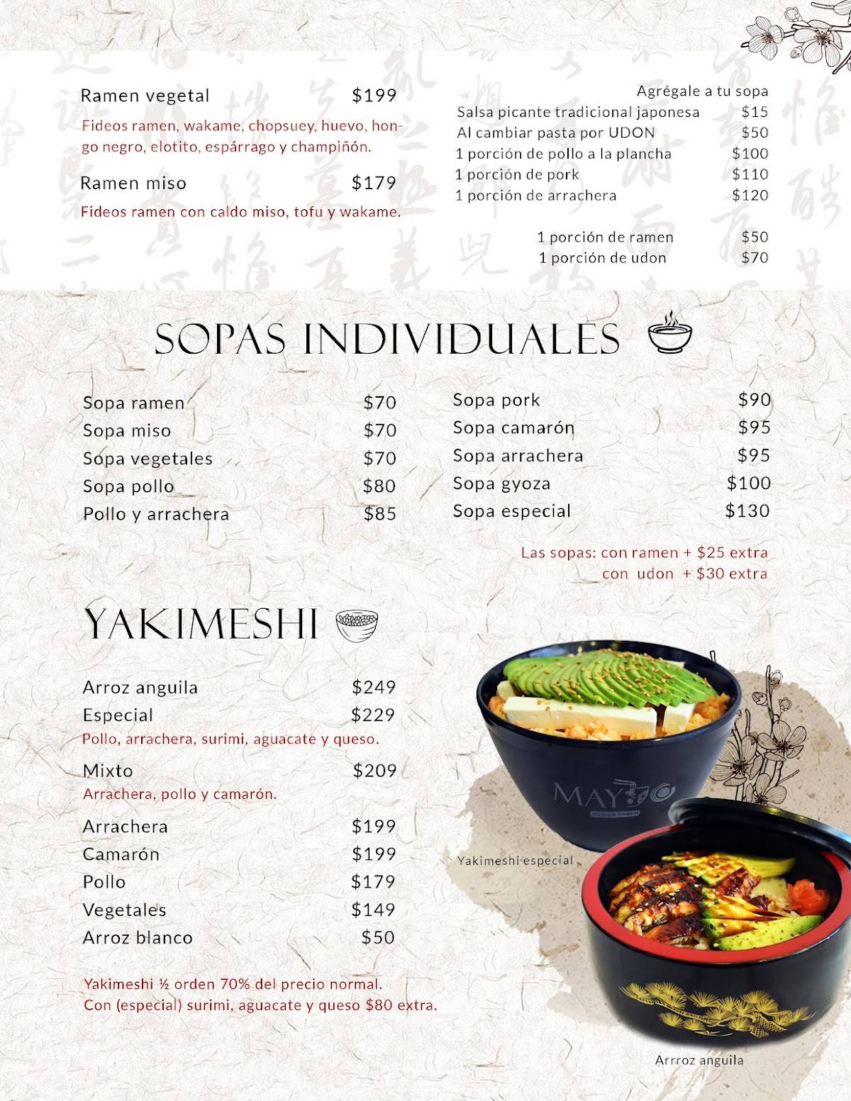 Carta del restaurante MAYDO, Mexicali