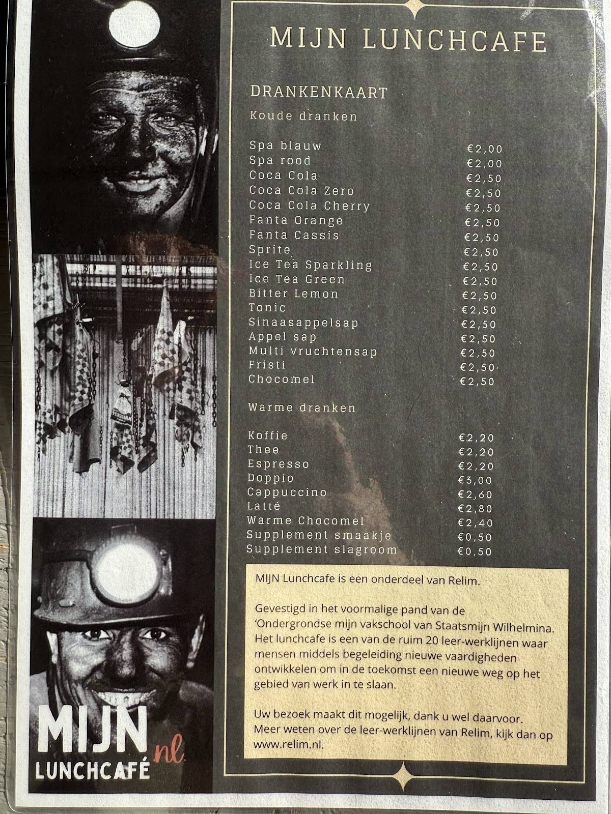 Menu at MIJN lunchcafé, Landgraaf