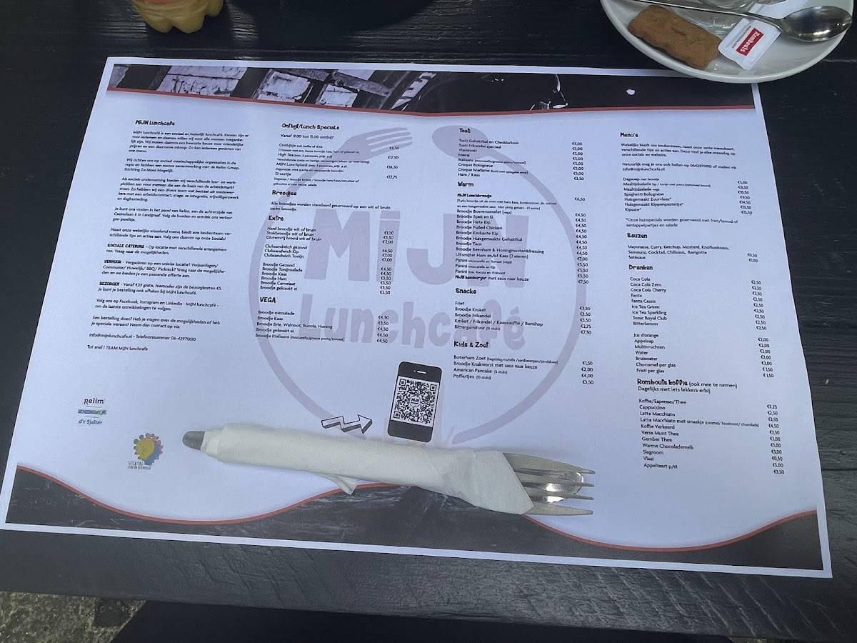 Menu at MIJN lunchcafé, Landgraaf