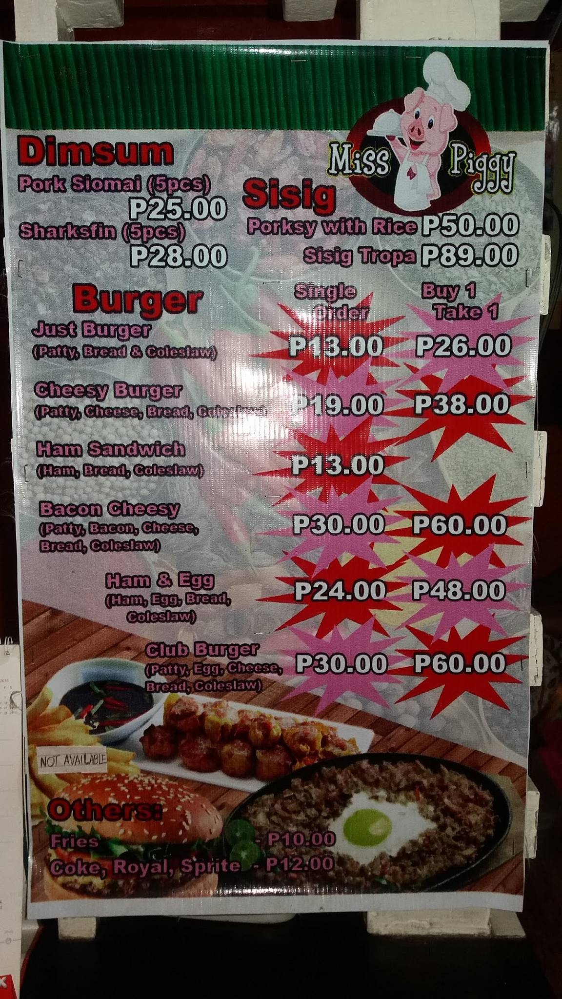Carta del restaurante MISS PIGGY FOOD (CRISPY, WINGS & PANCIT), Ciudad ...