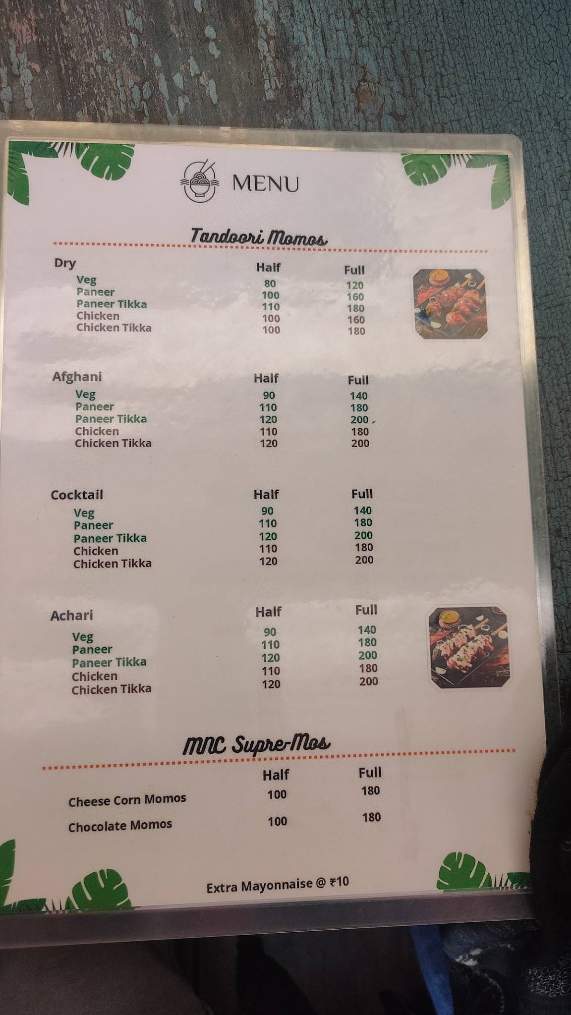 Menu at MOMO NATION CAFE, Kangra