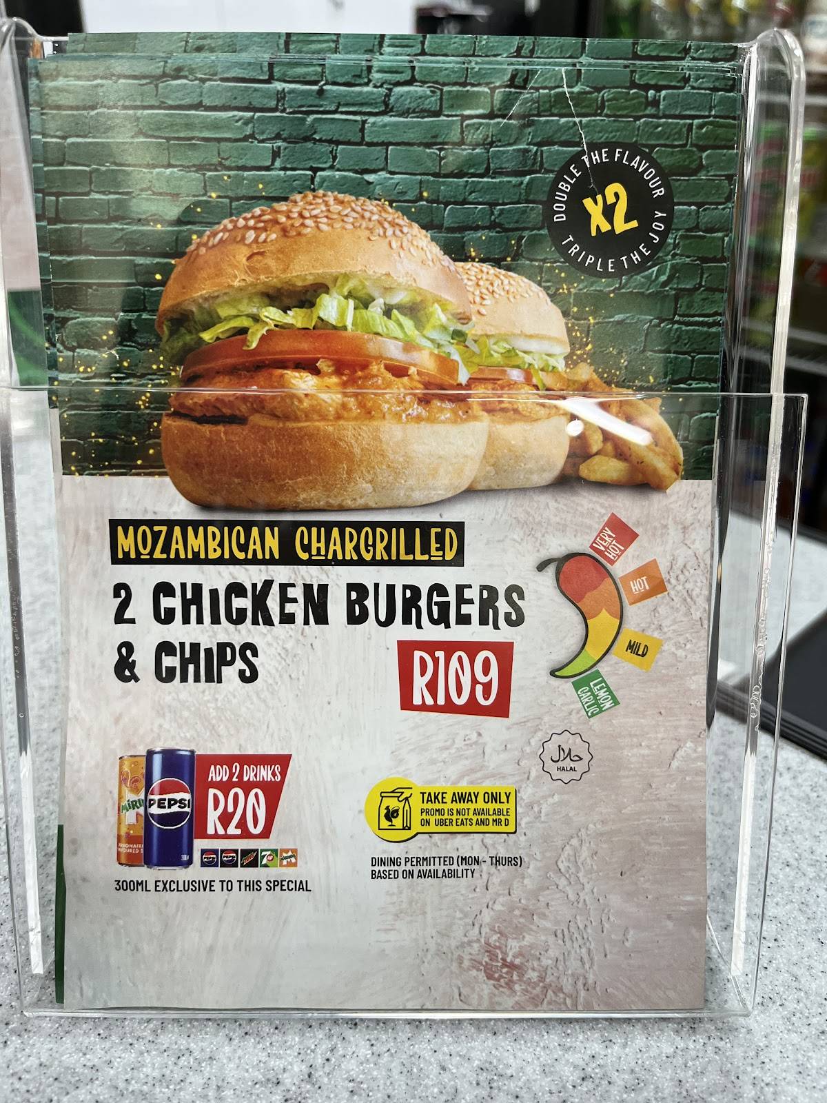 Menu at MOZA'S Norwood restaurant, Johannesburg