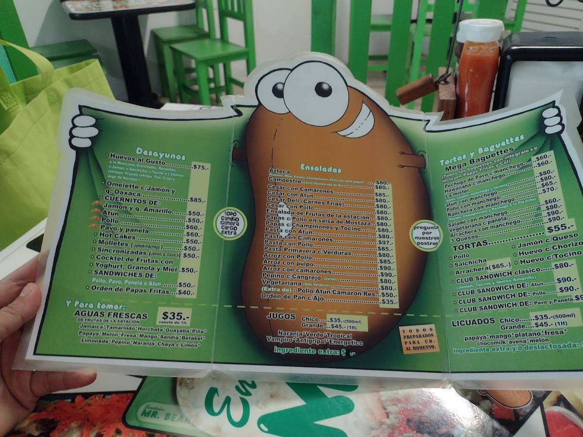 Menu at MR. BEAN restaurant, Cancún