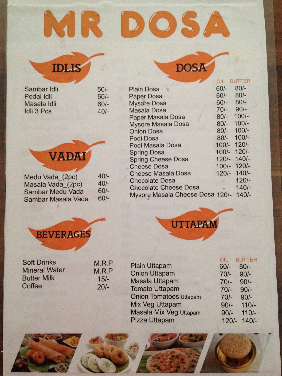 Menu at MR DOSA, Ahmedabad, Parth empire 24 Ground Floor