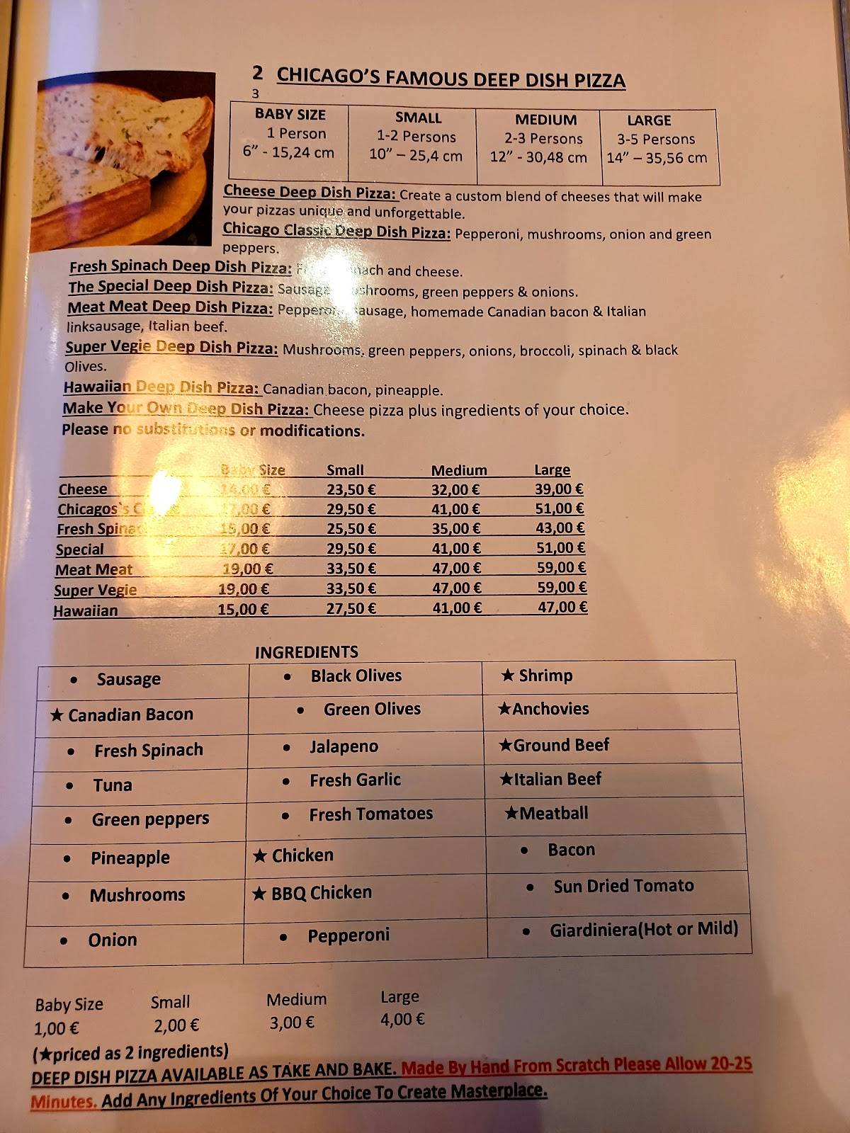 Speisekarte von Windyria pizza, Mackenbach