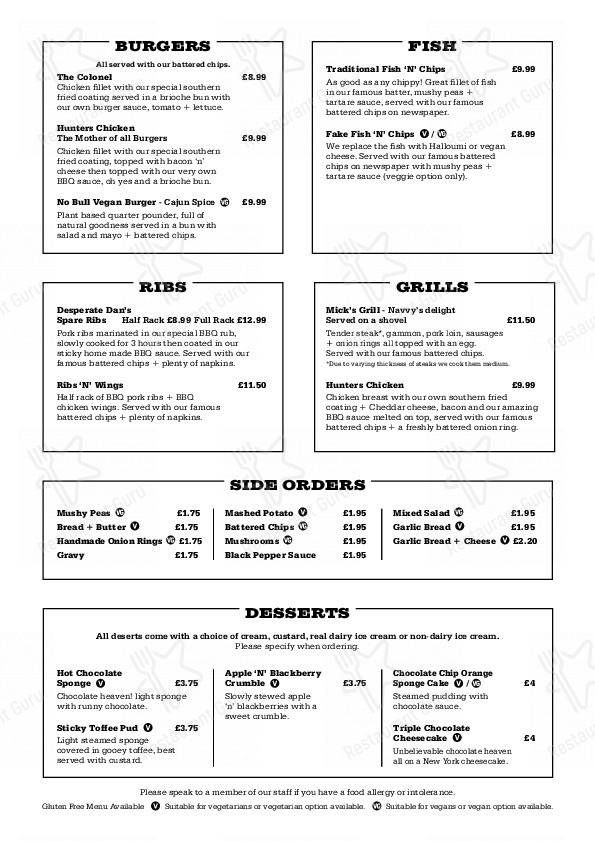 Menu at Mad O'Rourke's Pie Factory pub & bar, Tipton