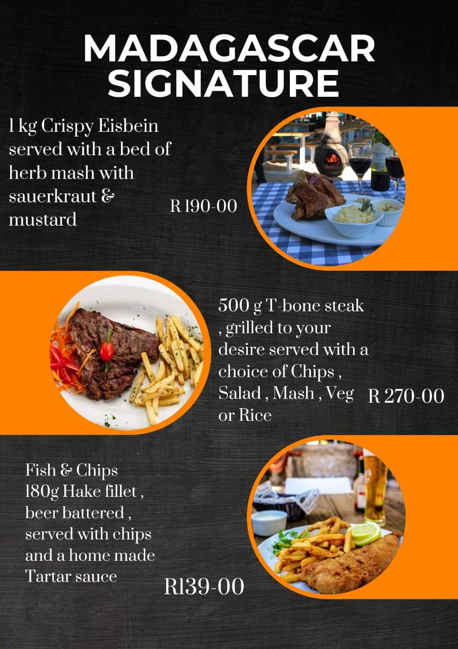 Menu at Madagascar Grill House restaurant, Hartbeespoort