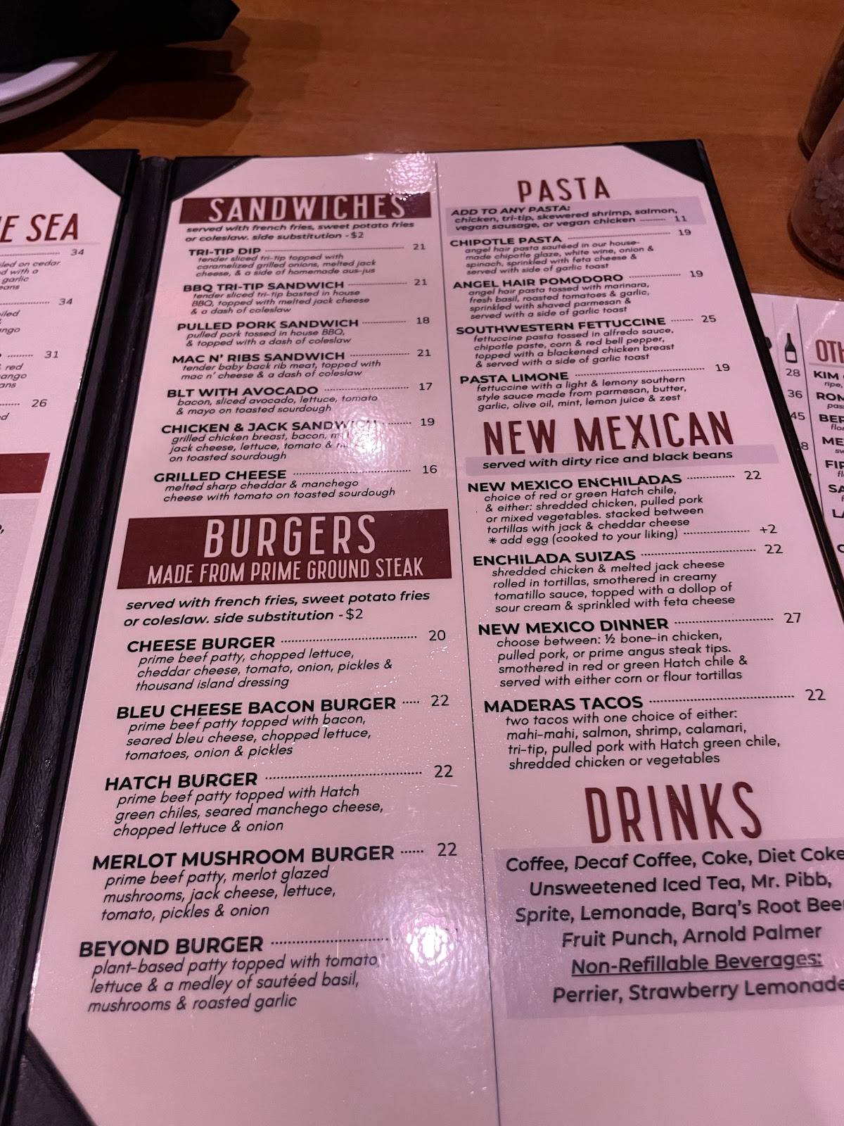 Menu at Maderas Steak & Ribs pub & bar, Los Alamitos