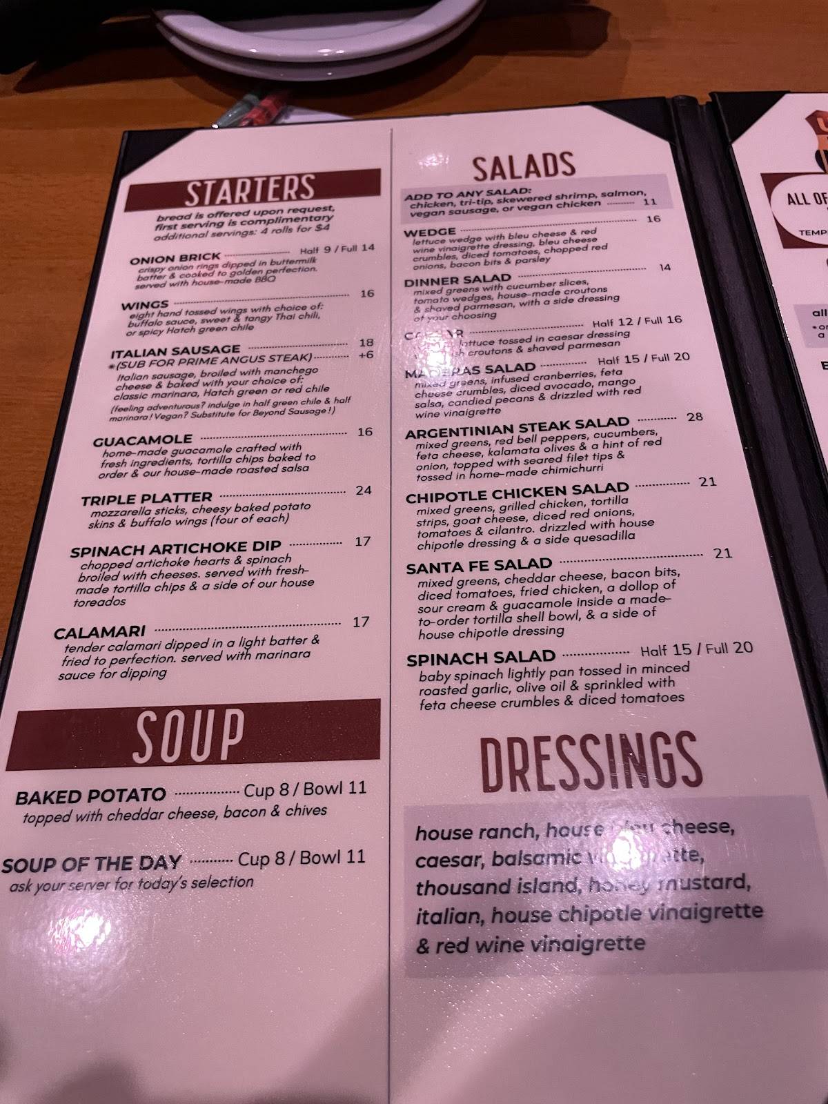 Menu at Maderas Steak & Ribs pub & bar, Los Alamitos