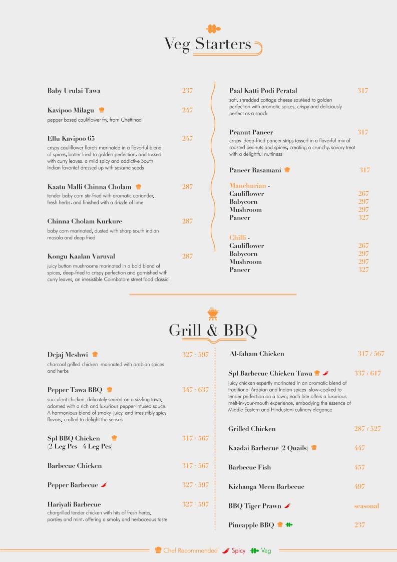 Menu at Madras Machan's, Chennai