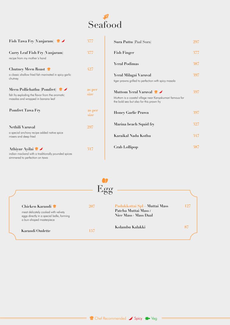 Menu at Madras Machan's, Chennai
