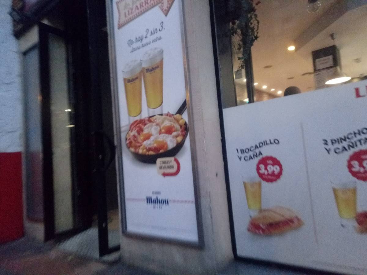 Carta de Lizarrán Bar, Madrid, Cl Bravo Murillo 24