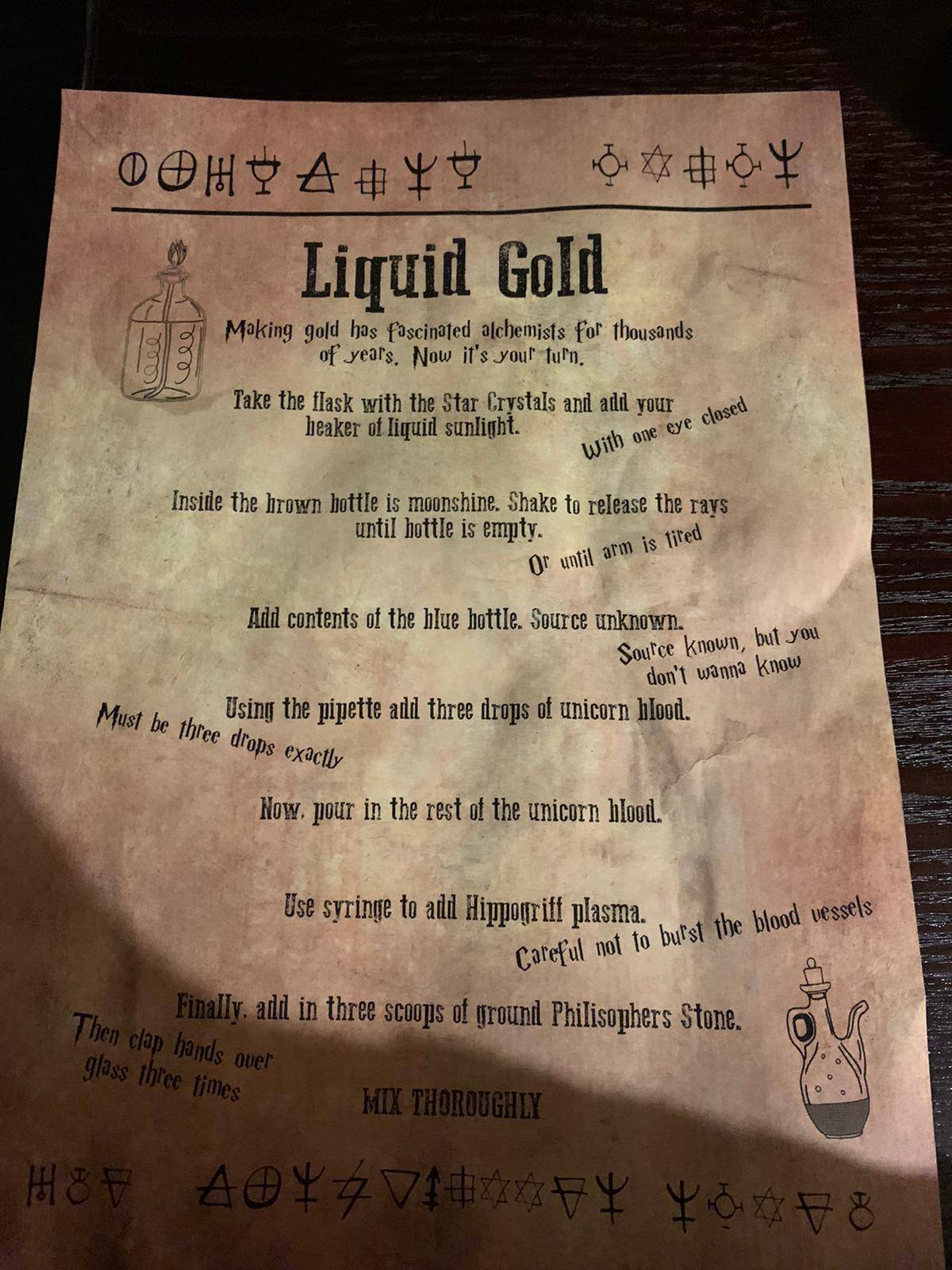 Menu at Magic Potions Tavern pub & bar, Edinburgh