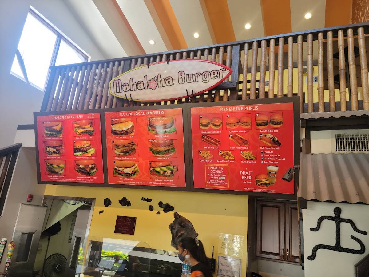Menu at Mahaloha Burger Kailua fast food, Kailua