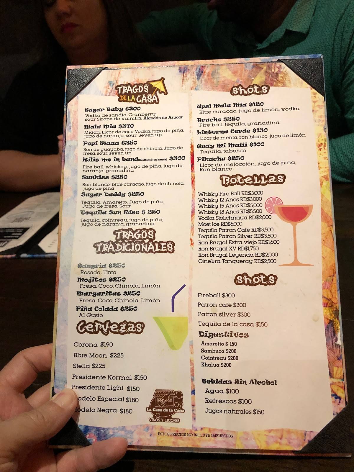 Carta de Mala Mía Urban Kitchen & Bar, Santo Domingo
