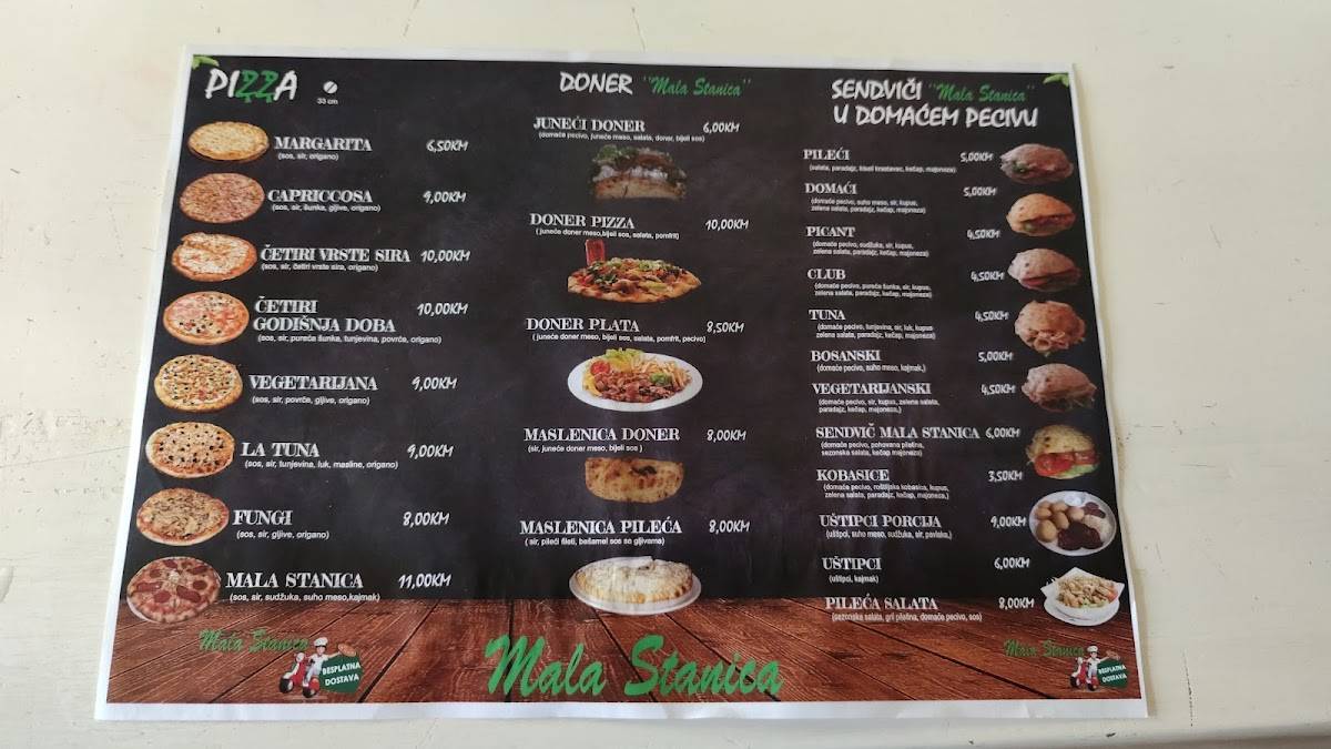 Menu at Mala stanica restaurant, Sarajevo