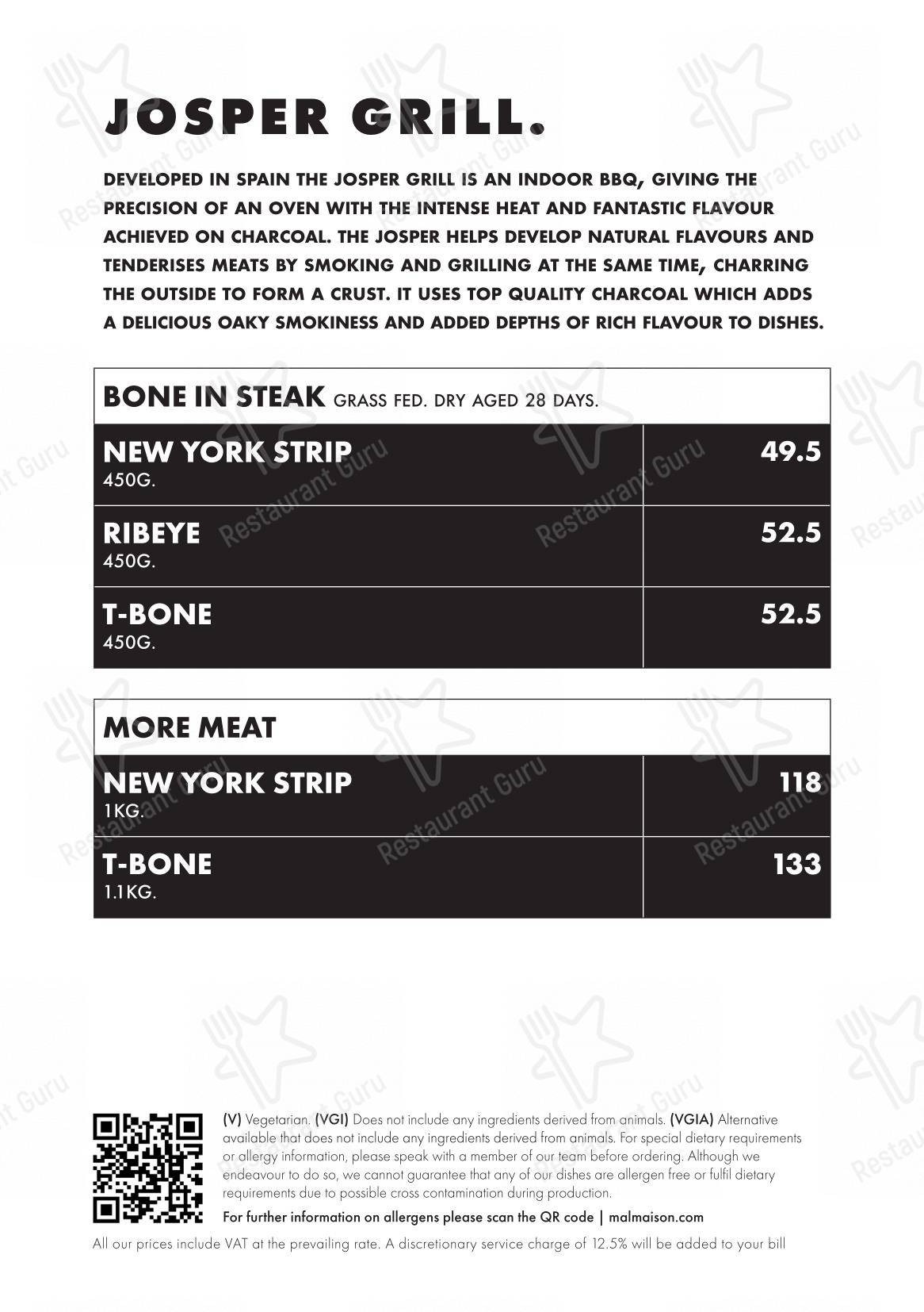 Menu at Malmaison Belfast pub & bar, Belfast