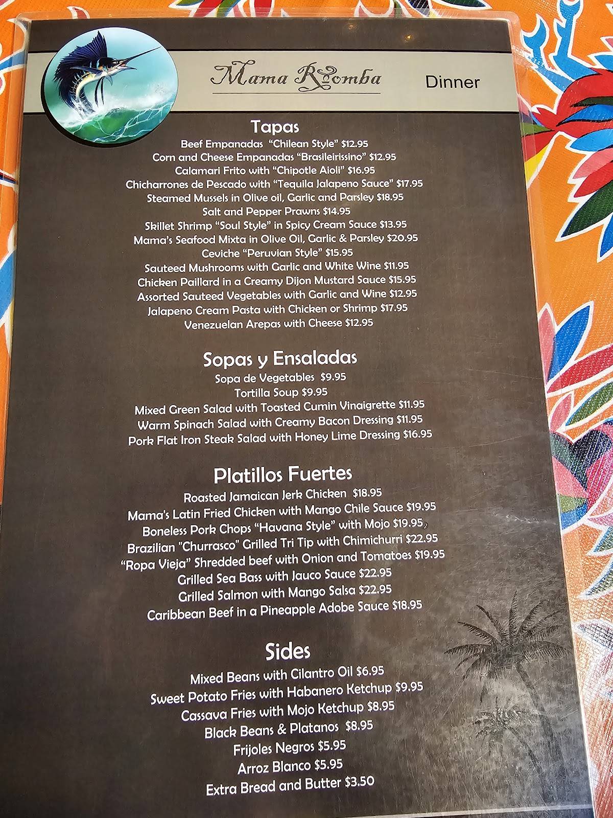 Menu at Mama Roomba pub & bar, Bakersfield