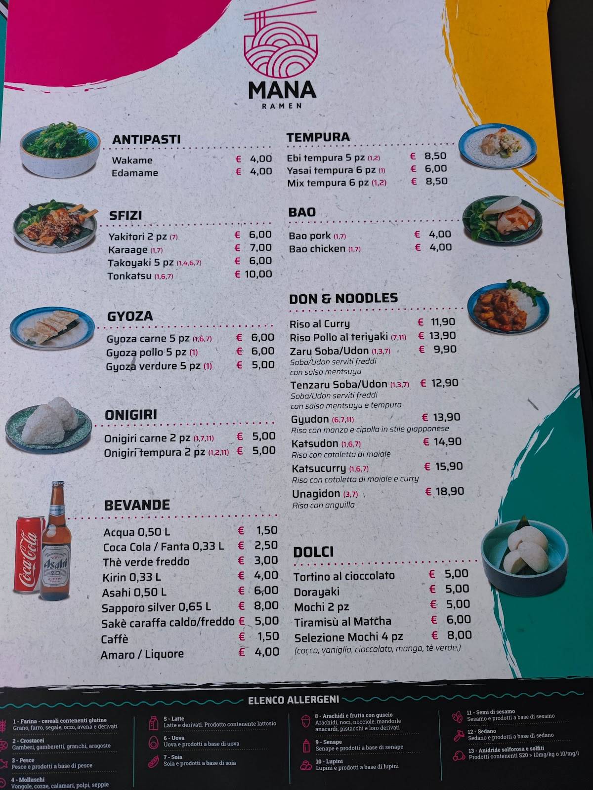 Menu da Mana Ramen ristorante, Lido di Ostia