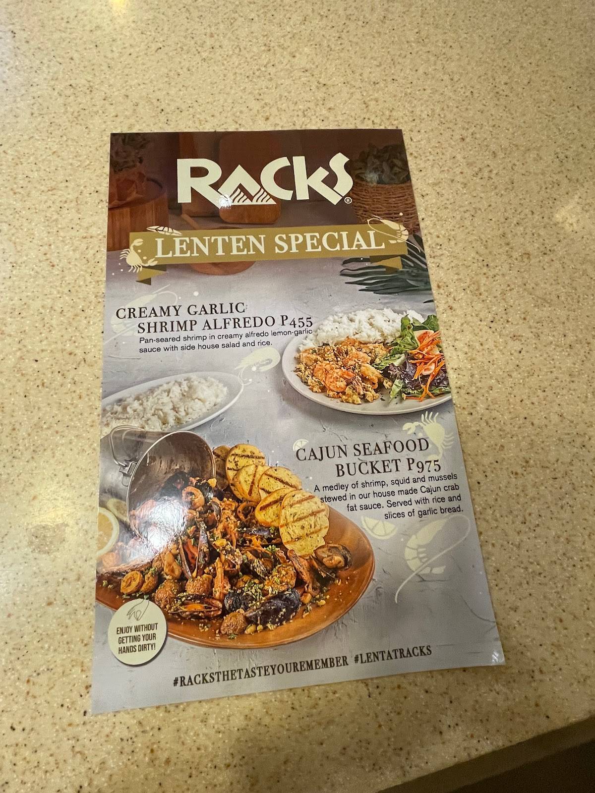 Menu at RACKS restaurant, Mandaluyong, SM Megamall