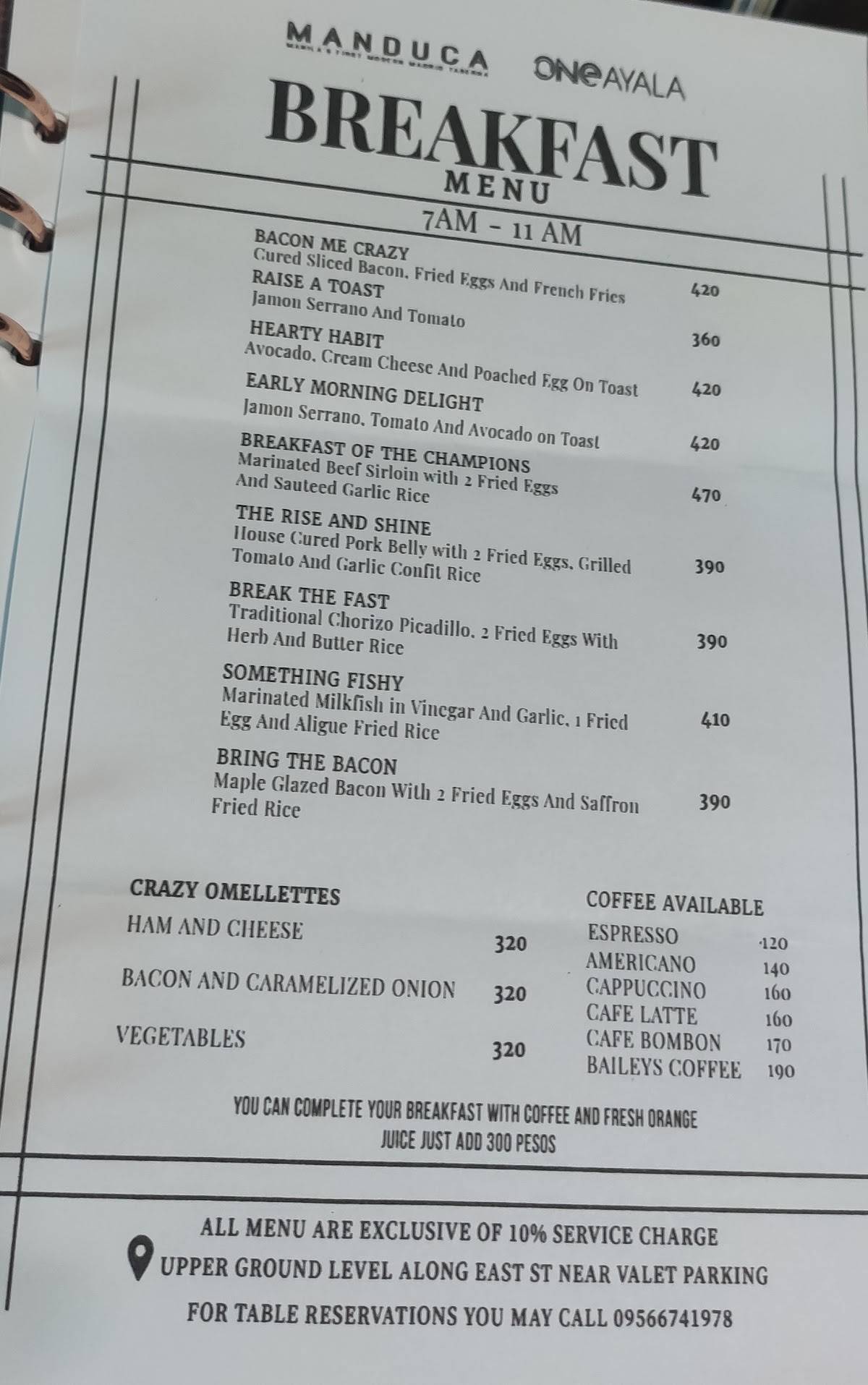Menu at Manduca Taberna - One Ayala Mall branch restaurant, Makati
