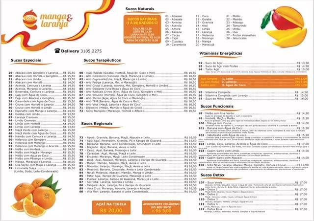 Menu em Manga e Laranja pub & Bar, São Paulo