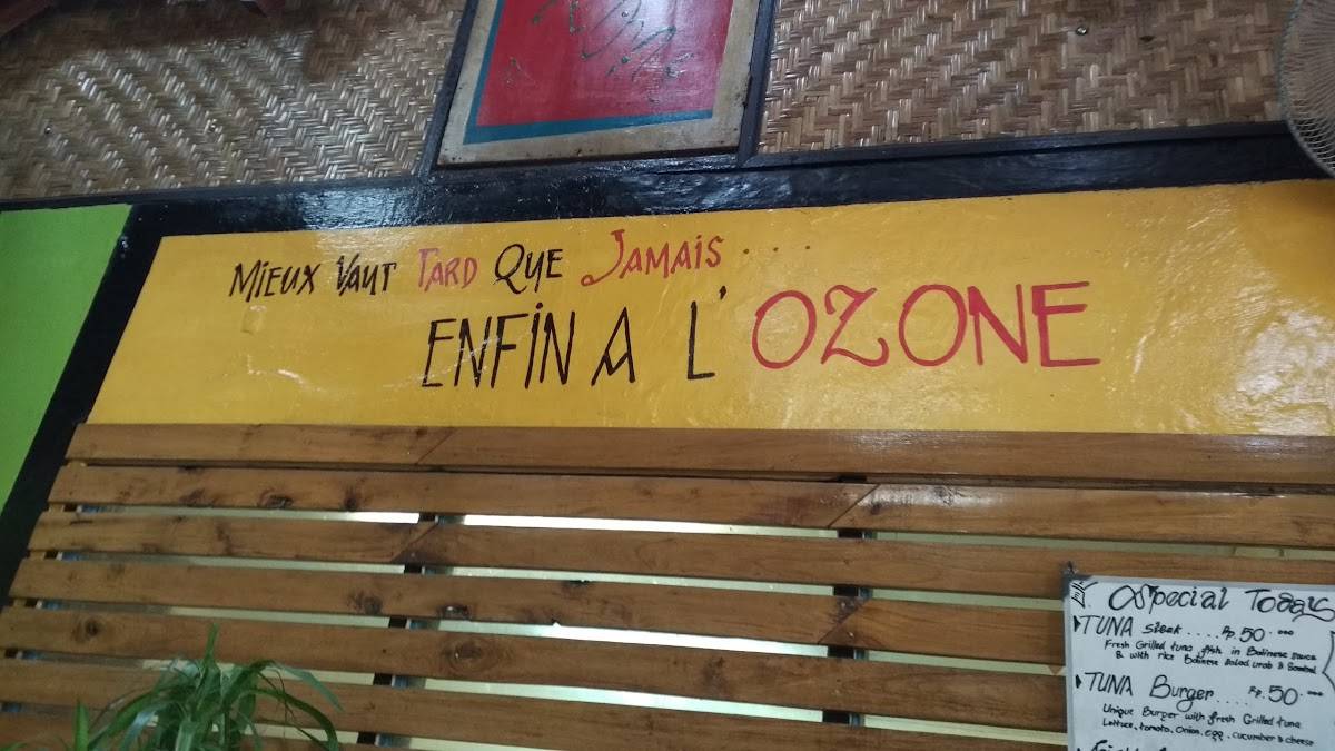 Menu at Ozone Café restaurant, Padangbai