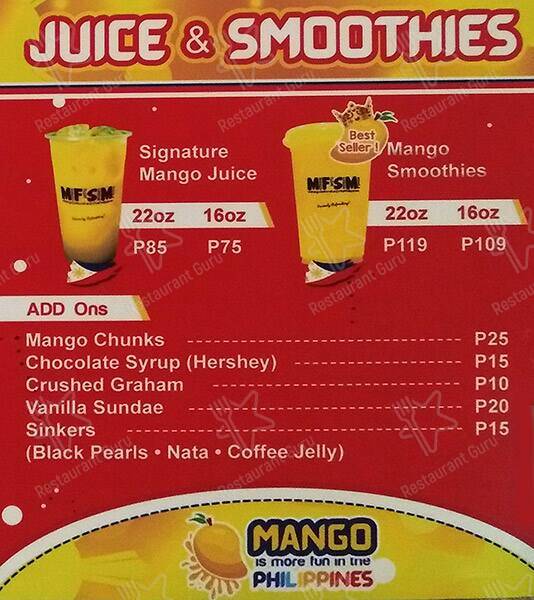 Menu at Mango Float Supreme Manila desserts, Quezon City