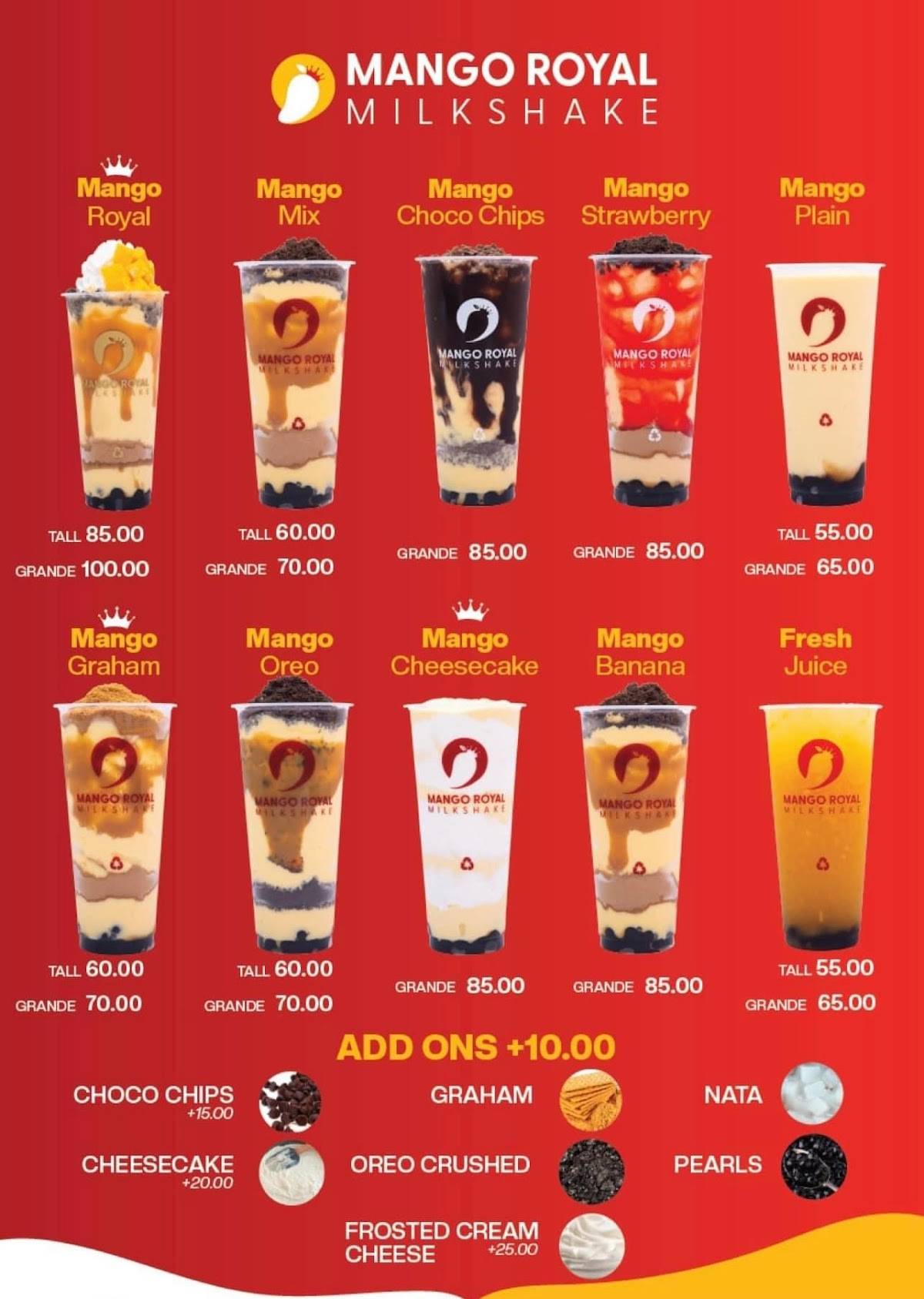 Menu at Mango Royal MIlkshake - San Joaquin restaurant, Pasig