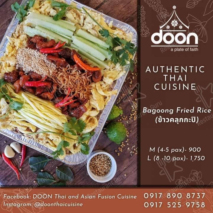 Menu at Doon Thai and Asian Fusion Cuisine (Malate) restaurant, Manila