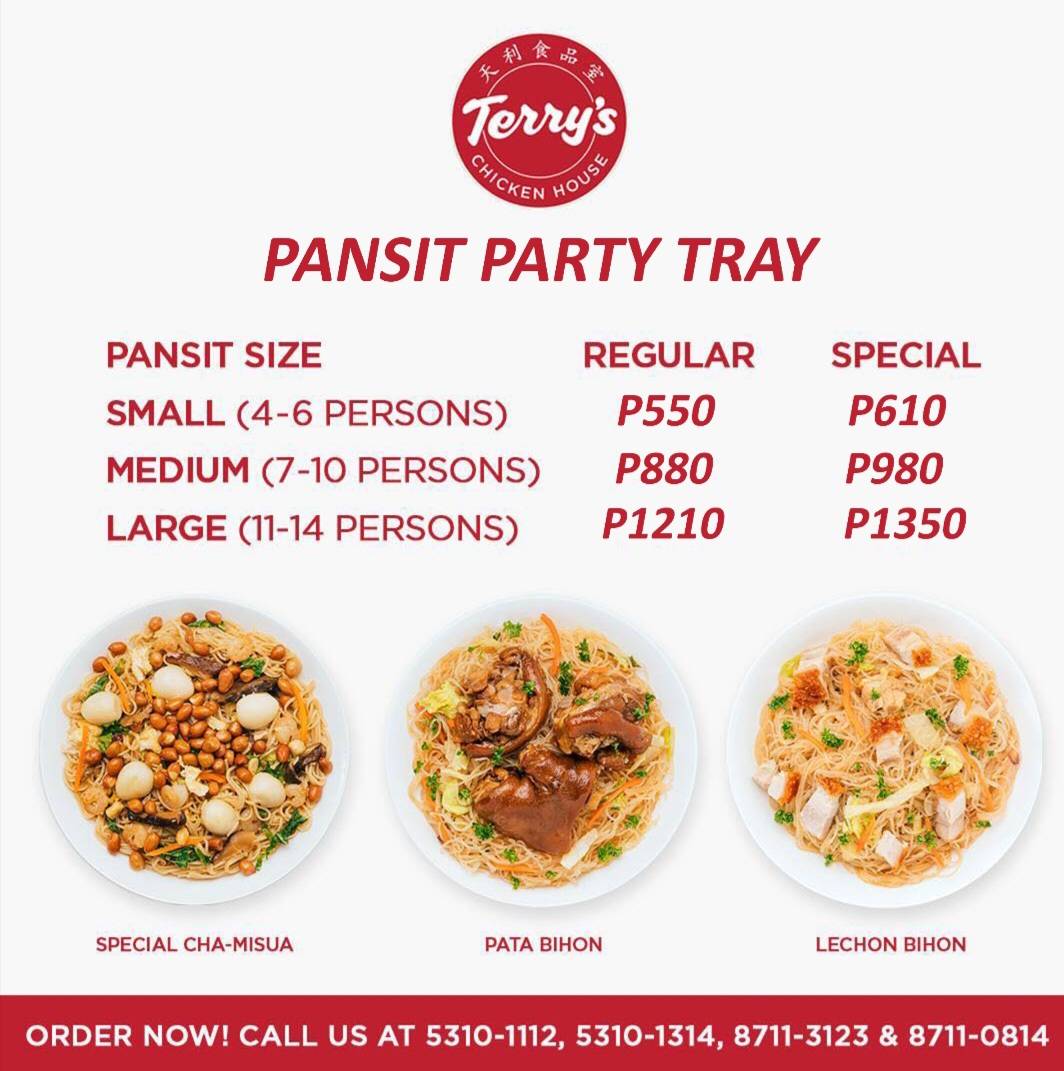 Menu at Terry's Chicken House restaurant, Manila, Bambang St