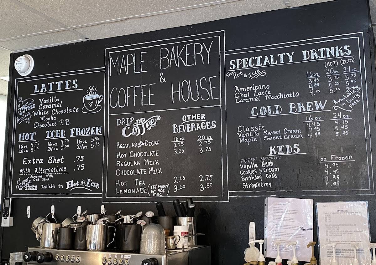 Menu at Maple Bakery & Coffee House, Williamston