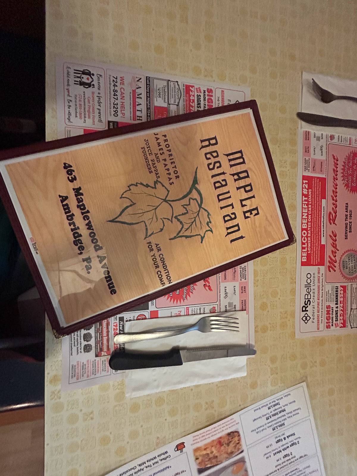 Menu at Maple Restaurant, Ambridge